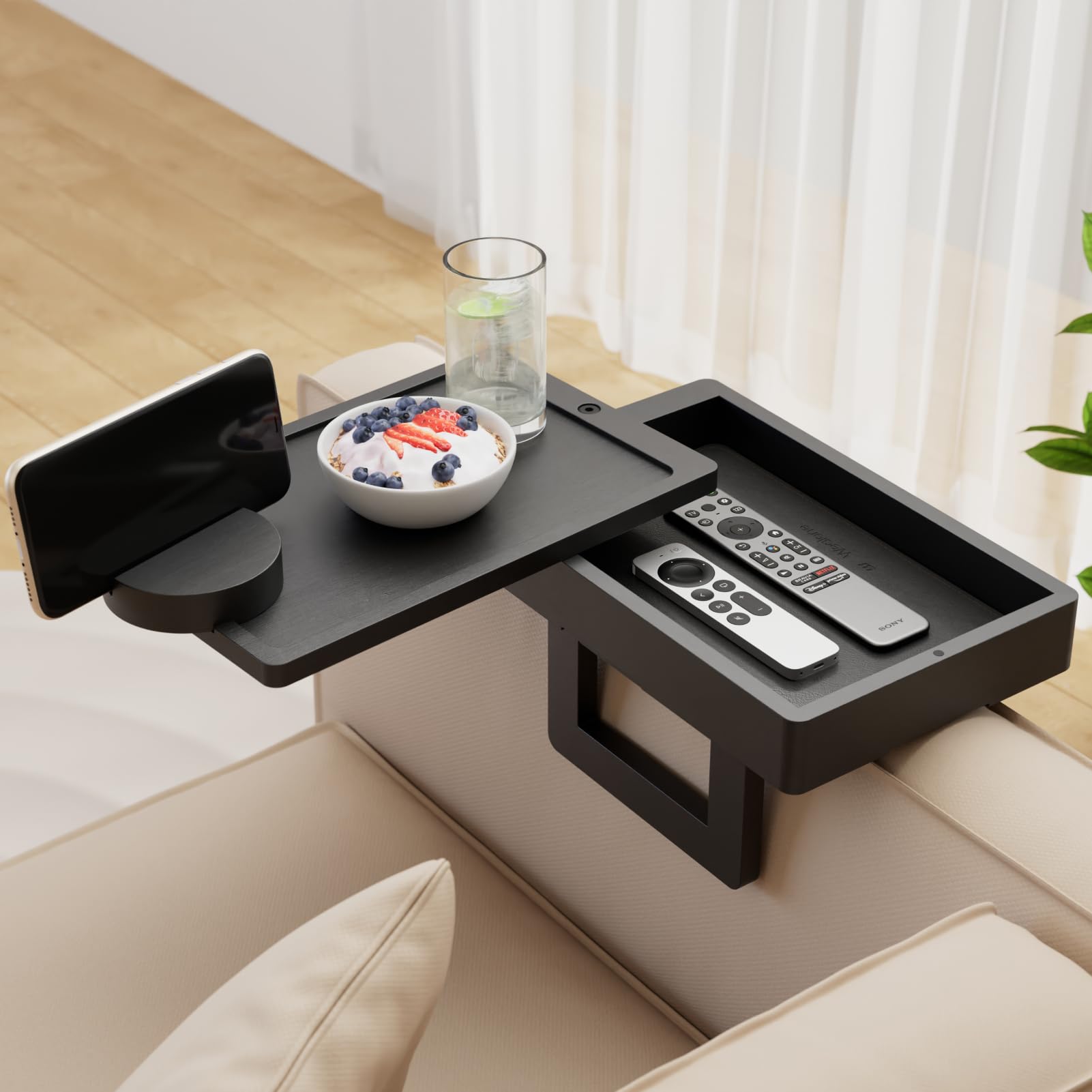 Amazon.com: Wealone Mini Black Couch Arm Table for Narrow Armrest, Sofa ...
