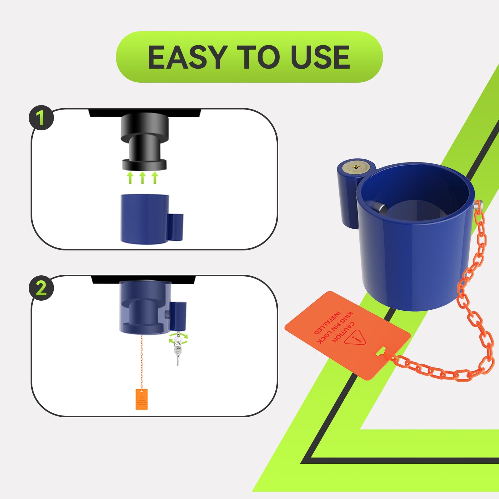 Snapklik.com : RVMATE 5th Wheel Lock (Blue), Heavy Duty Steel King Pin Lock