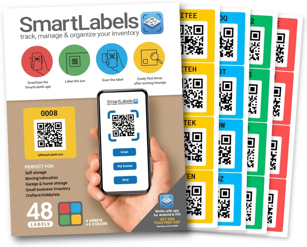 Smart Labels QR Code | Color Coded Scannable Stickers for Storage Bins ...