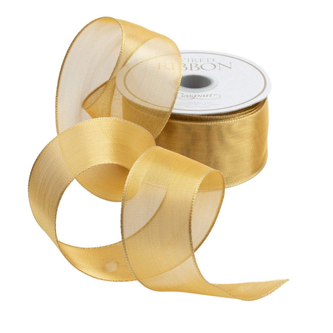 Amazon.com: Caspari Sheer Gold Wired Ribbon - Two 27 Ft. Spools ...
