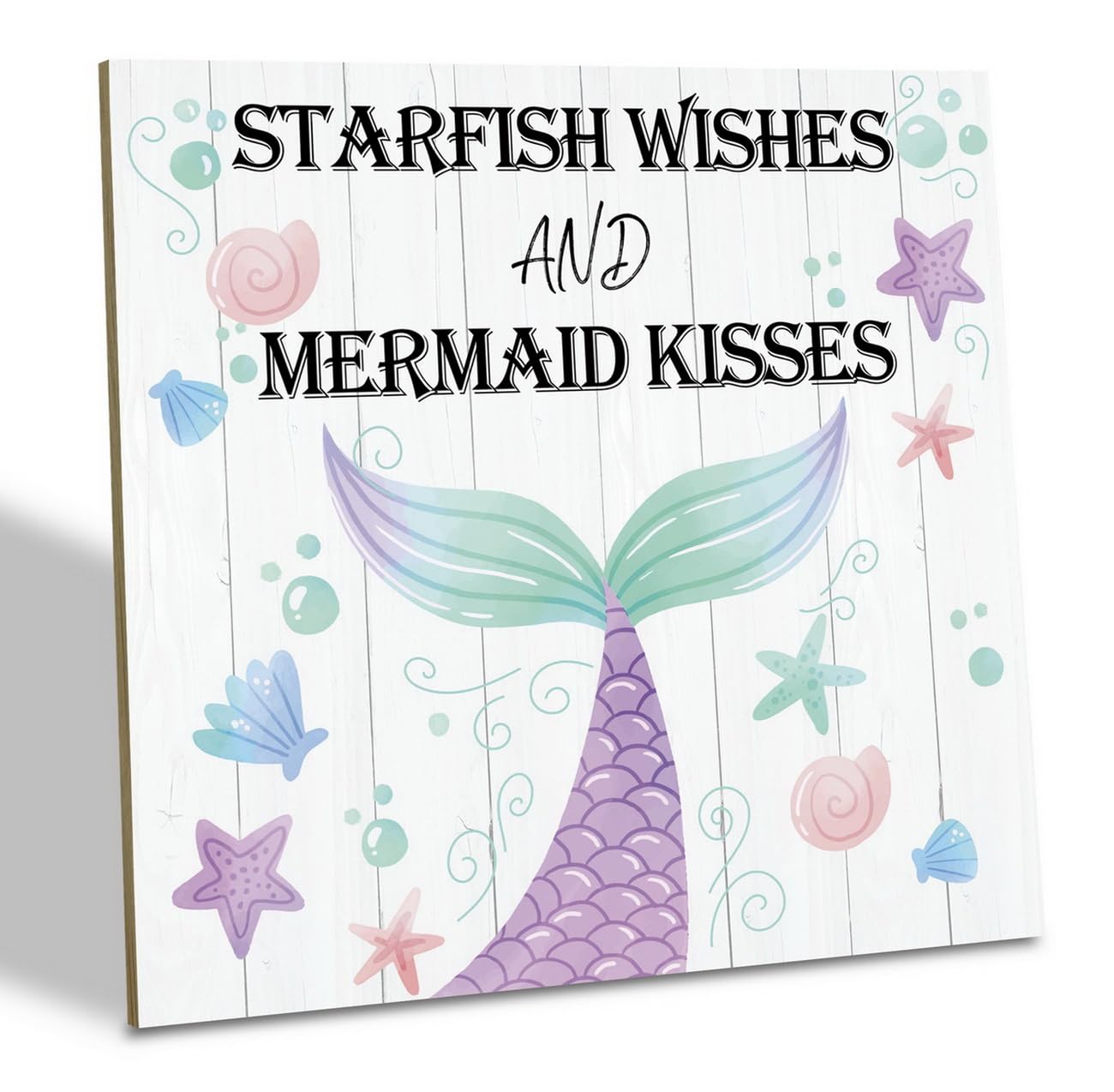 Amazon.com: Mermaid Wood Sign, Starfish Wishes & Mermaid Kisses, Wood ...