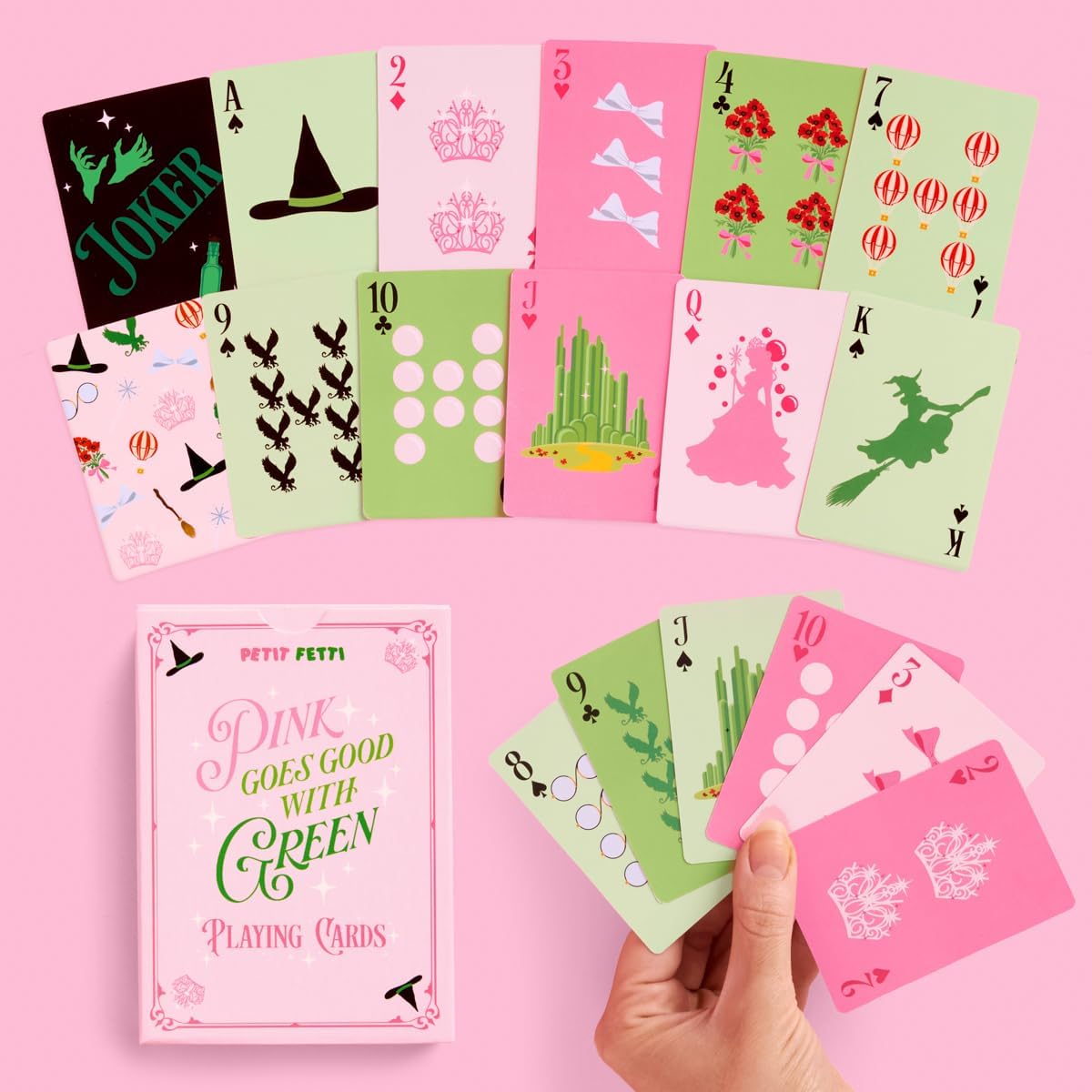 Amazon.com: xo, Fetti Pink + Green Witch Playing Card Set - 54 pcs ...