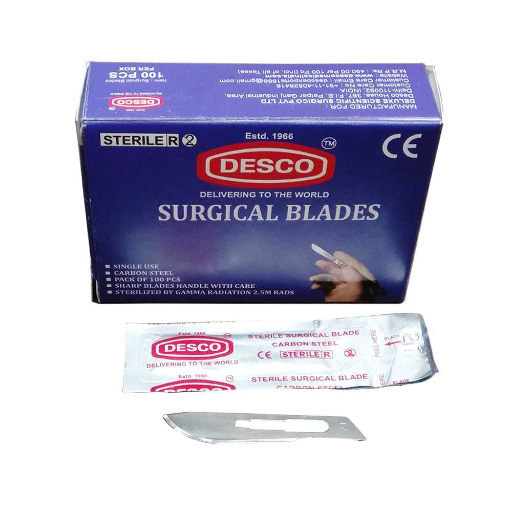 DESCO Surgical Blades Carbon Steel (21) Pack of 100 : Amazon.in ...