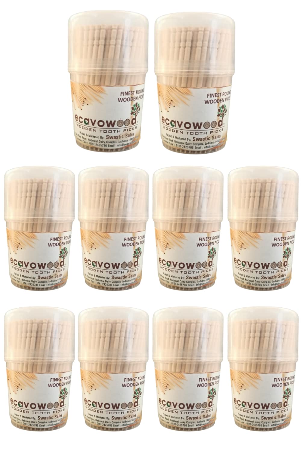 Wooden Toothpick Box Pack of 10 (250 Sticks in 1 Bottle) Wooden ...