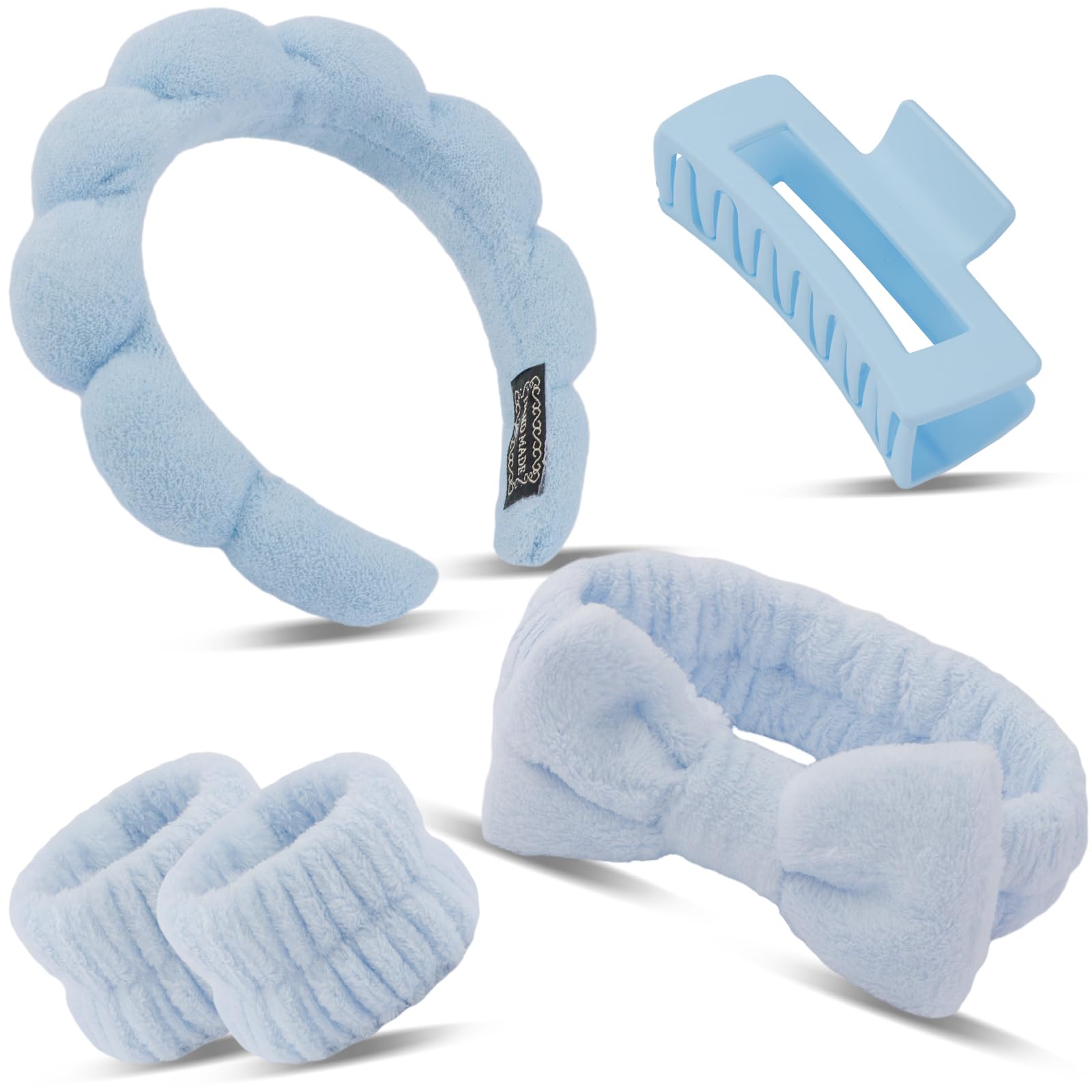 Amazon.com : Canitor Spa Headband Wrist Bands Set with Hair Clips ...