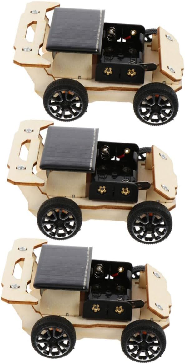 Amazon.com: GARVALON 3 Sets Solar Electric Vehicle Solar Car Assemble ...