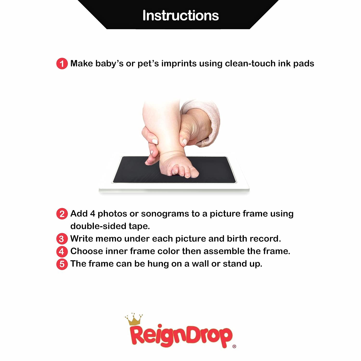 Snapklik.com : ReignDrop Baby Foot Prints Handprints Keepsake Frame