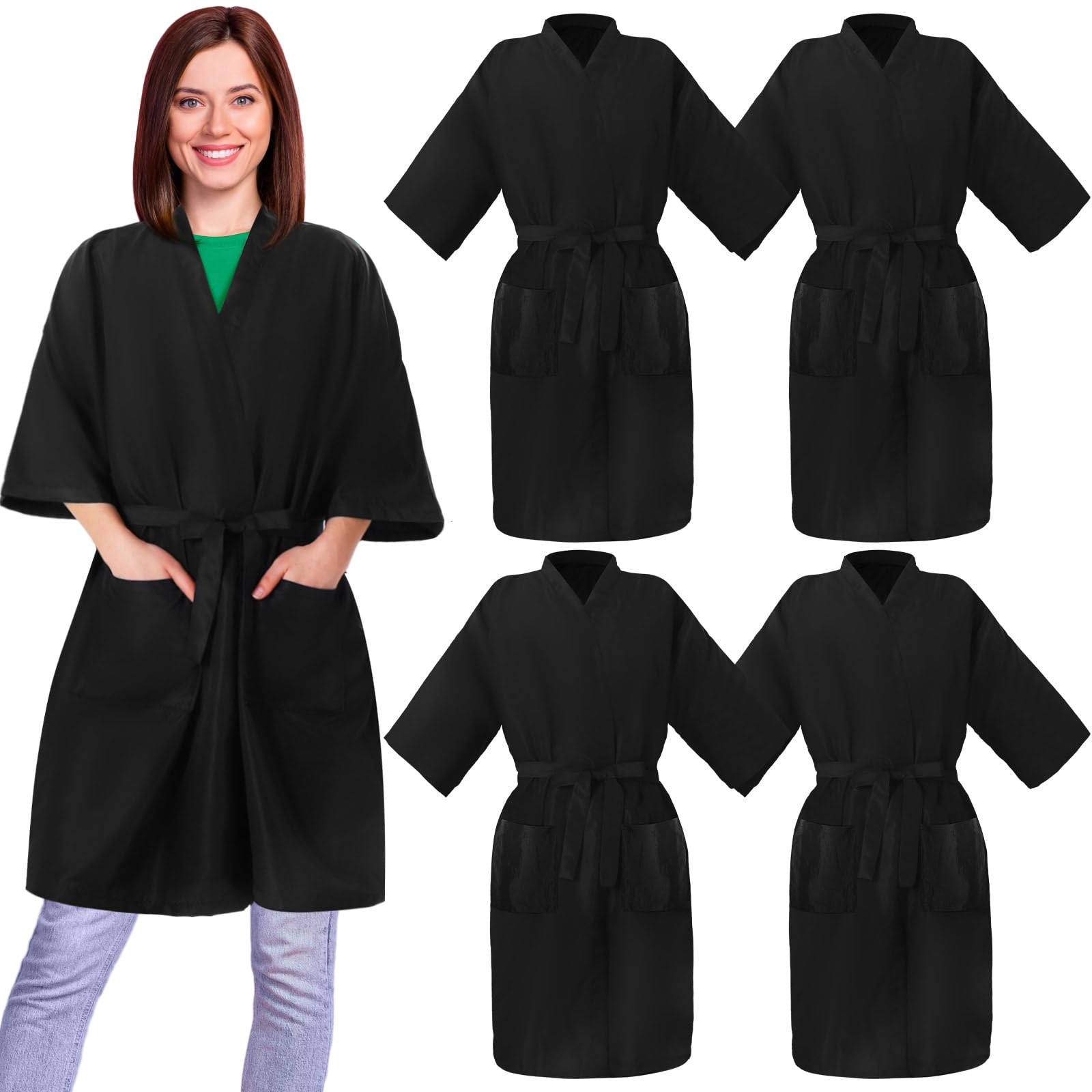 Amazon.com: Toulite 4 Pcs Salon Client Gown Robes Cape Hair Salon Black ...