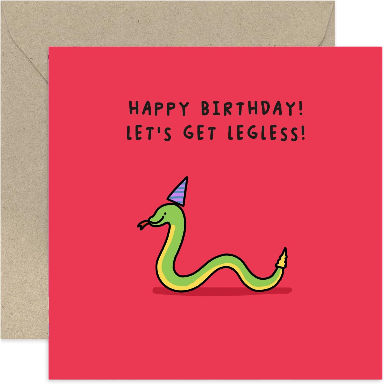 Old English Co. Funny Birthday Card - 'Let's Get Legless' Snake Pun for ...