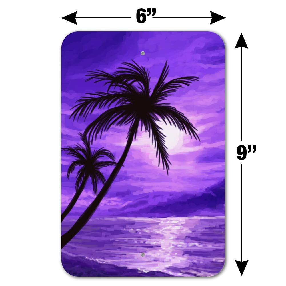 Palmera Morada Tropical Al Atardecer