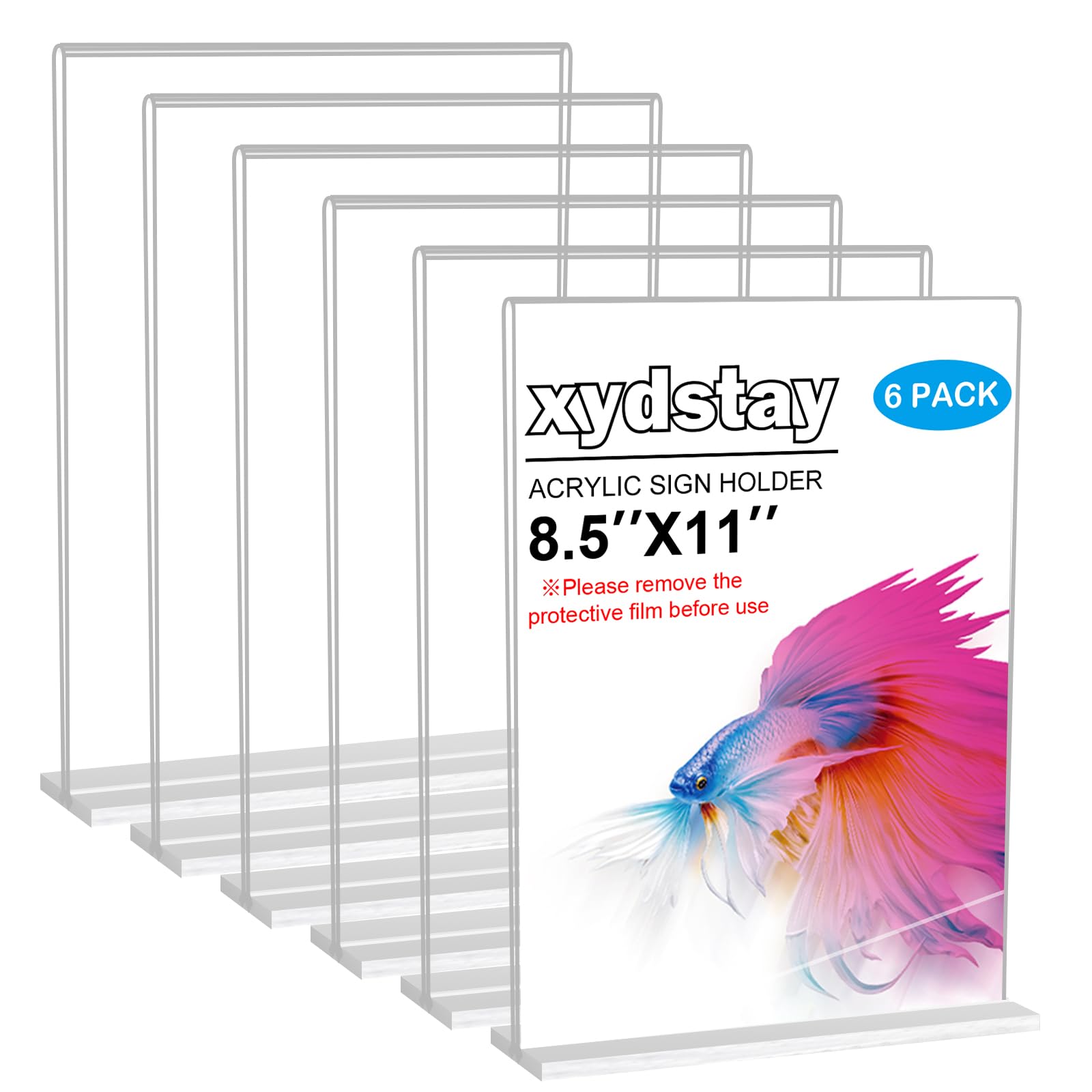 xydstay 6pack Acrylic Sign Holder 8.5 X 11, Vertical T Shape Clear ...