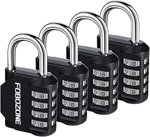 Combination Lock, FOBOZONE 4 Digit Outdoor Waterproof Resettable Code ...