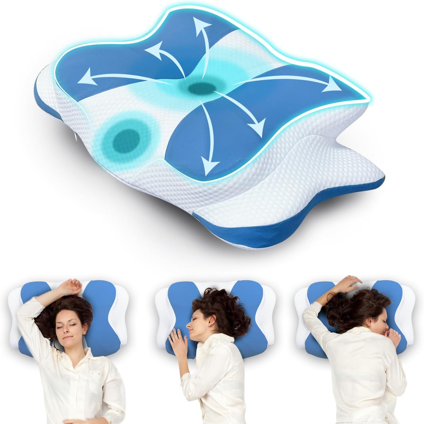 Amazon.com: Ergonomic Memory Foam Neck Pillow with Cooling Case ...