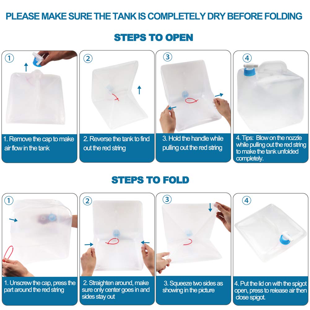 Camzezy Collapsible Water Storage Container - 5 Gallon Camping Water ...