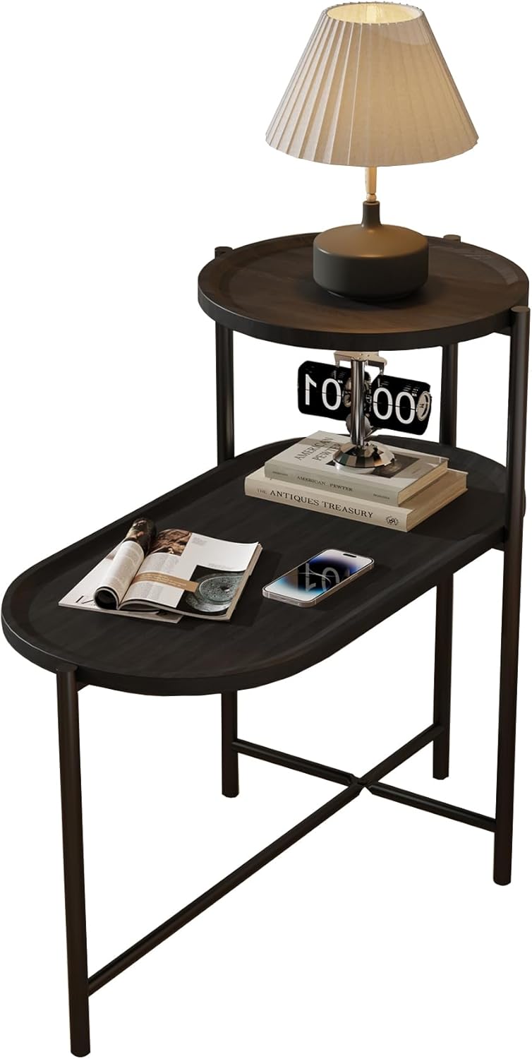 Amazon.com: KELERDUN Small Metal Accent Side Table Stand with Round ...