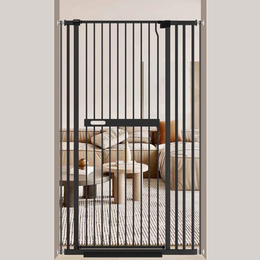 WAOWAO 61.02" Extra Tall Cat Pet Gate 33.07"-36.22" Wide Pressure ...