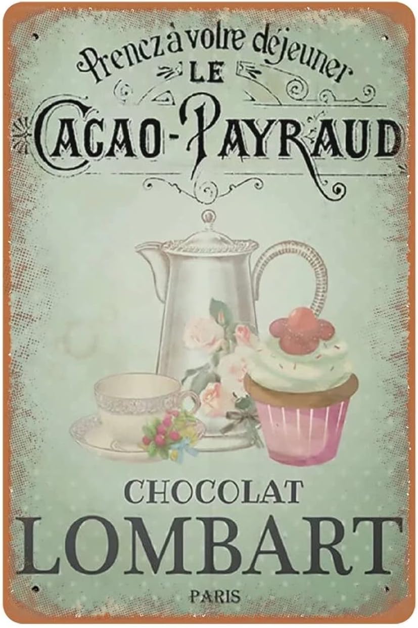Amazon.com: Xiddxu Metal Poster Plaque French Vintage Pastry Wall Art ...