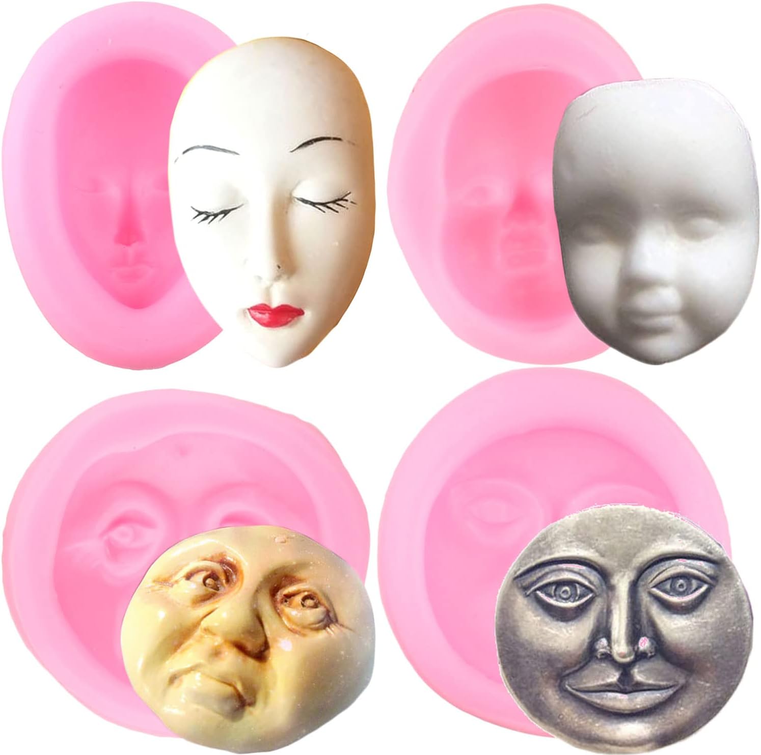 Amazon.com: Mujiang Moon Face Silicone Molds Face Fondant Mold for Cake ...