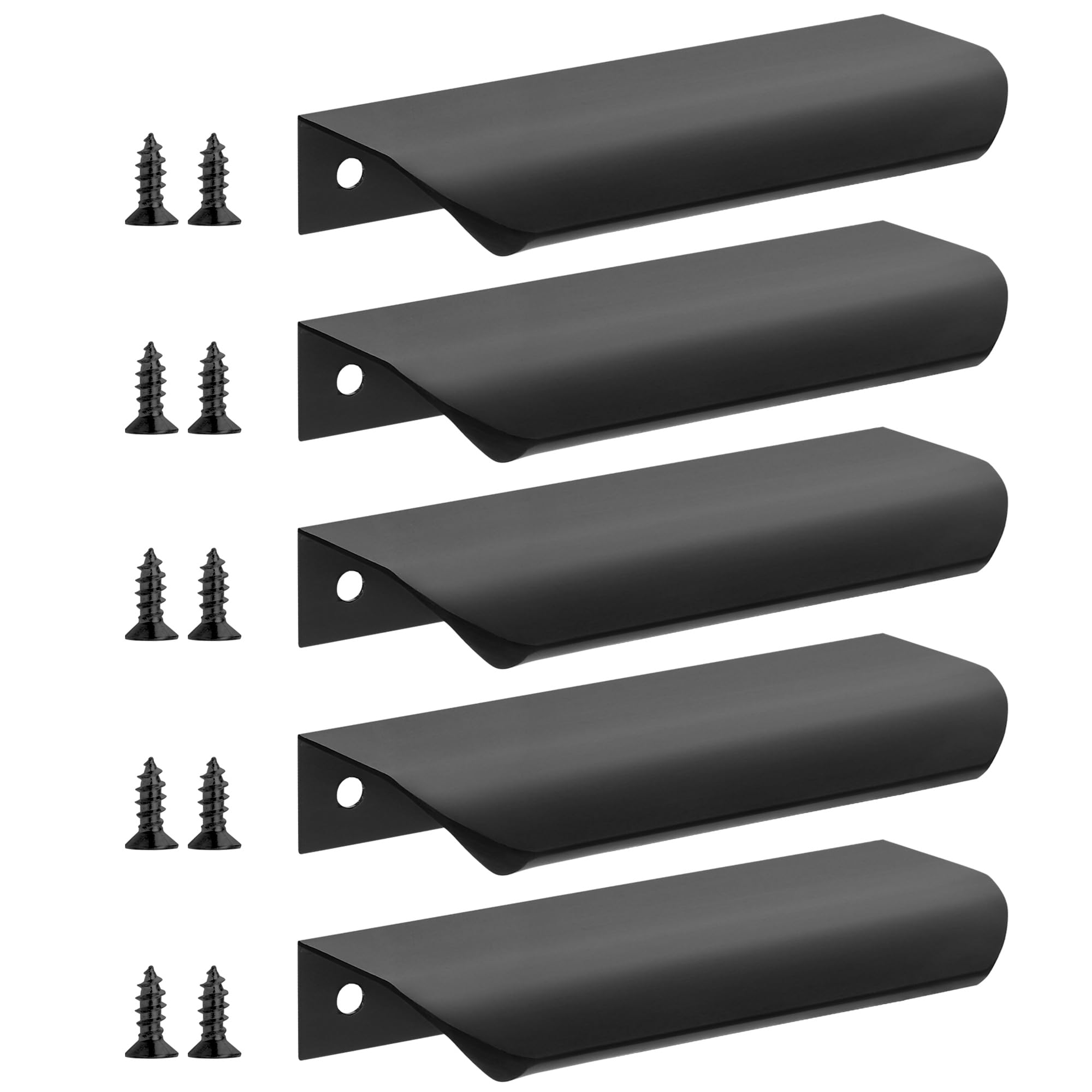Malimali 5 Pack Black Finger Edge Pulls for Cabinets 4.72" Drawer Pulls ...