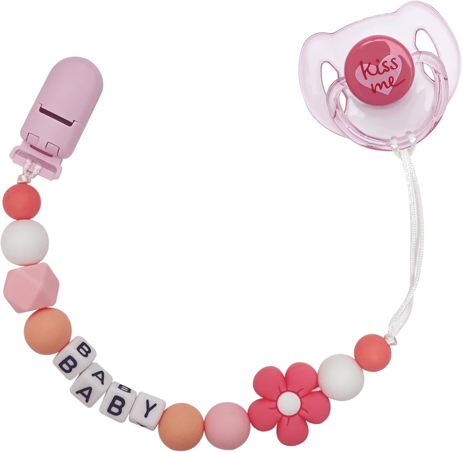 Amazon.com: HELERKOL Pink Pacifier Clips with Cute Pink Magnetic ...