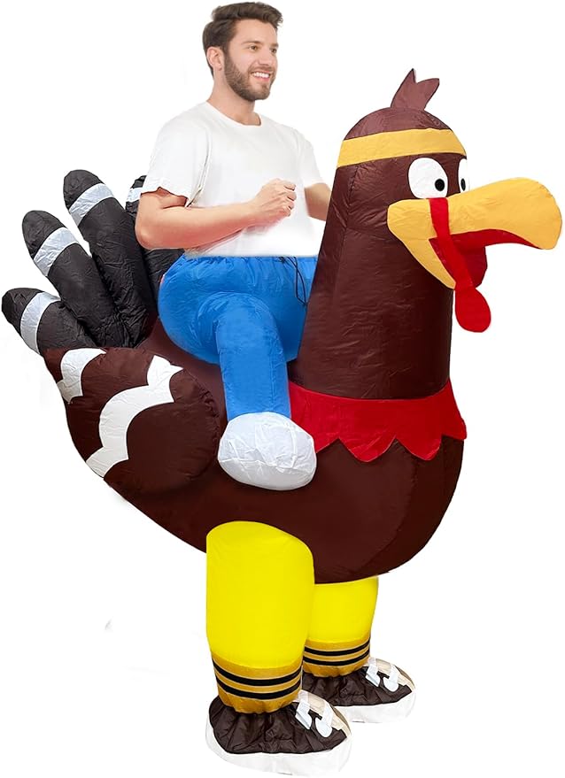 Amazon.com: Camlinbo Thanksgiving Inflatable Riding a Turkey Costume ...