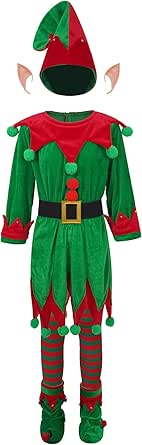 Amazon.com: YEAHDOR Kids Christmas Elf Fancy Dress Up Boys Girls Santa ...