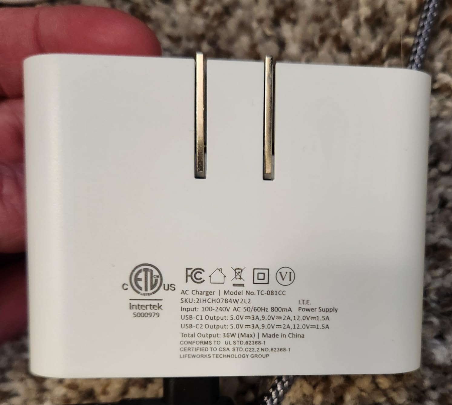 Amazon.com: iHome 2-Port USB-C Charger, AC Pro Fast Charging Flat USB C ...