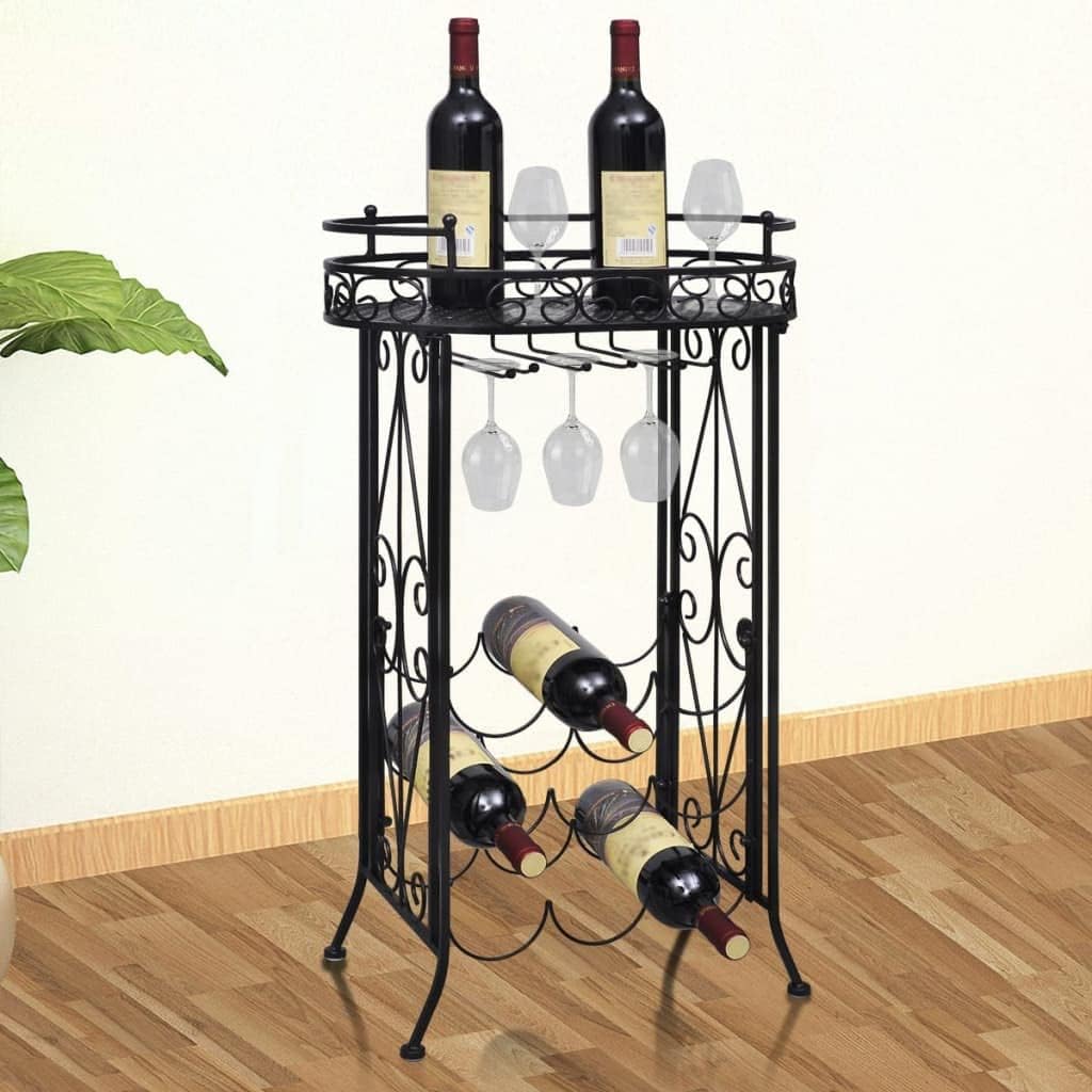 Amazon.com: Wine Rack with Glass Holder for 9 Bottles Metal,9 Bottle ...