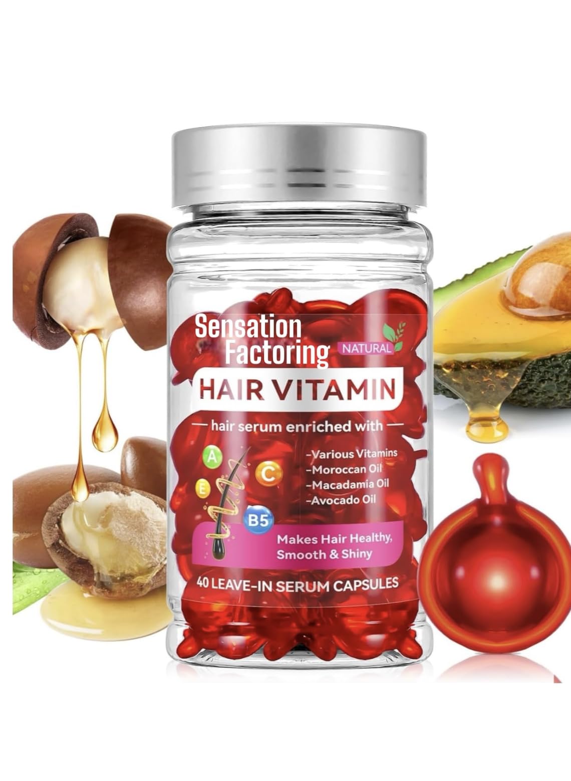 Hair Vitamin Serum Capsules Leave In No Rinse Natural Hair | Desertcart ...
