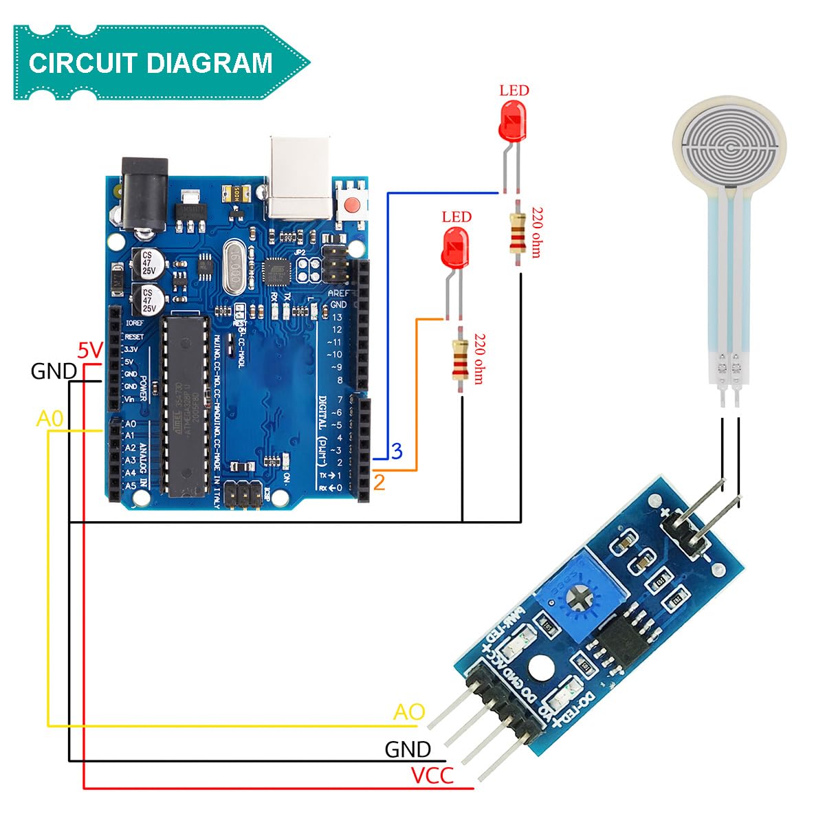 Snapklik.com : DAOKAI Thin Film Pressure Sensor FSR402 Resistance Type ...