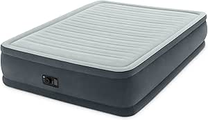 Intex Comfort Plush Elevated Dura-Beam Airbed with Built-in Electric Pump, Bed Height 18", Queen ...