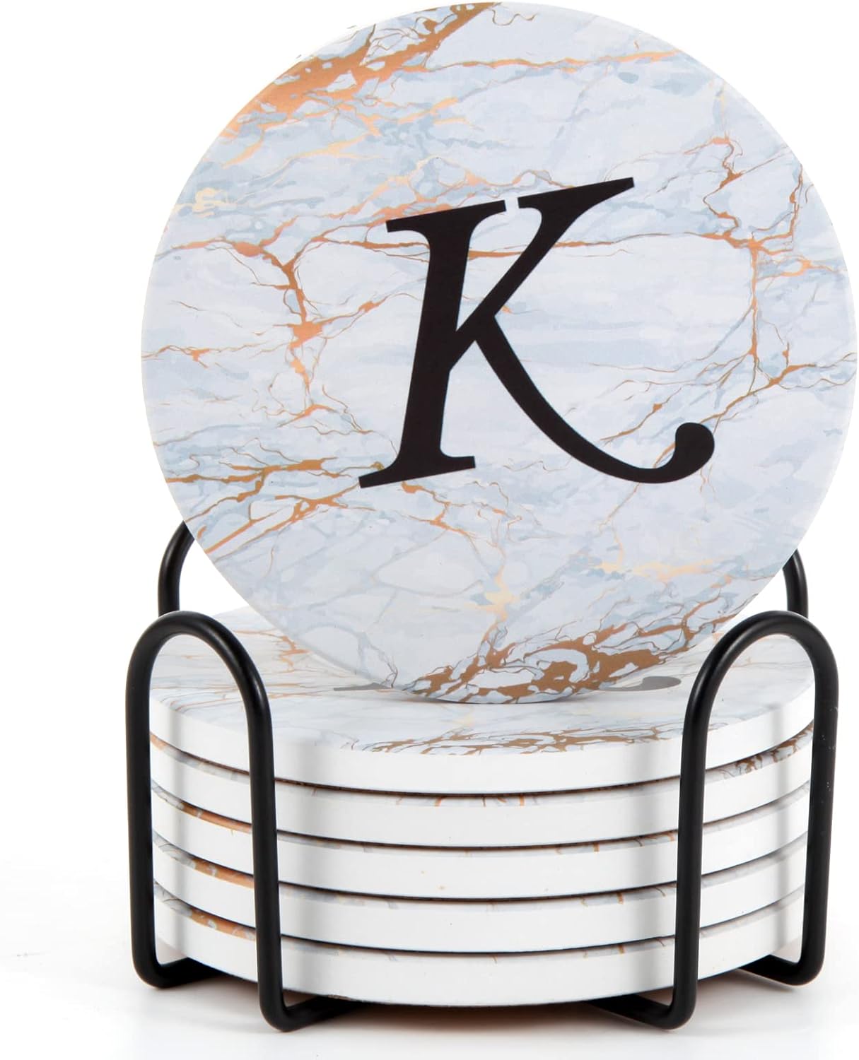 Amazon.com: Monogrammed Coasters for Drinks Absorbents with Holder, Set ...
