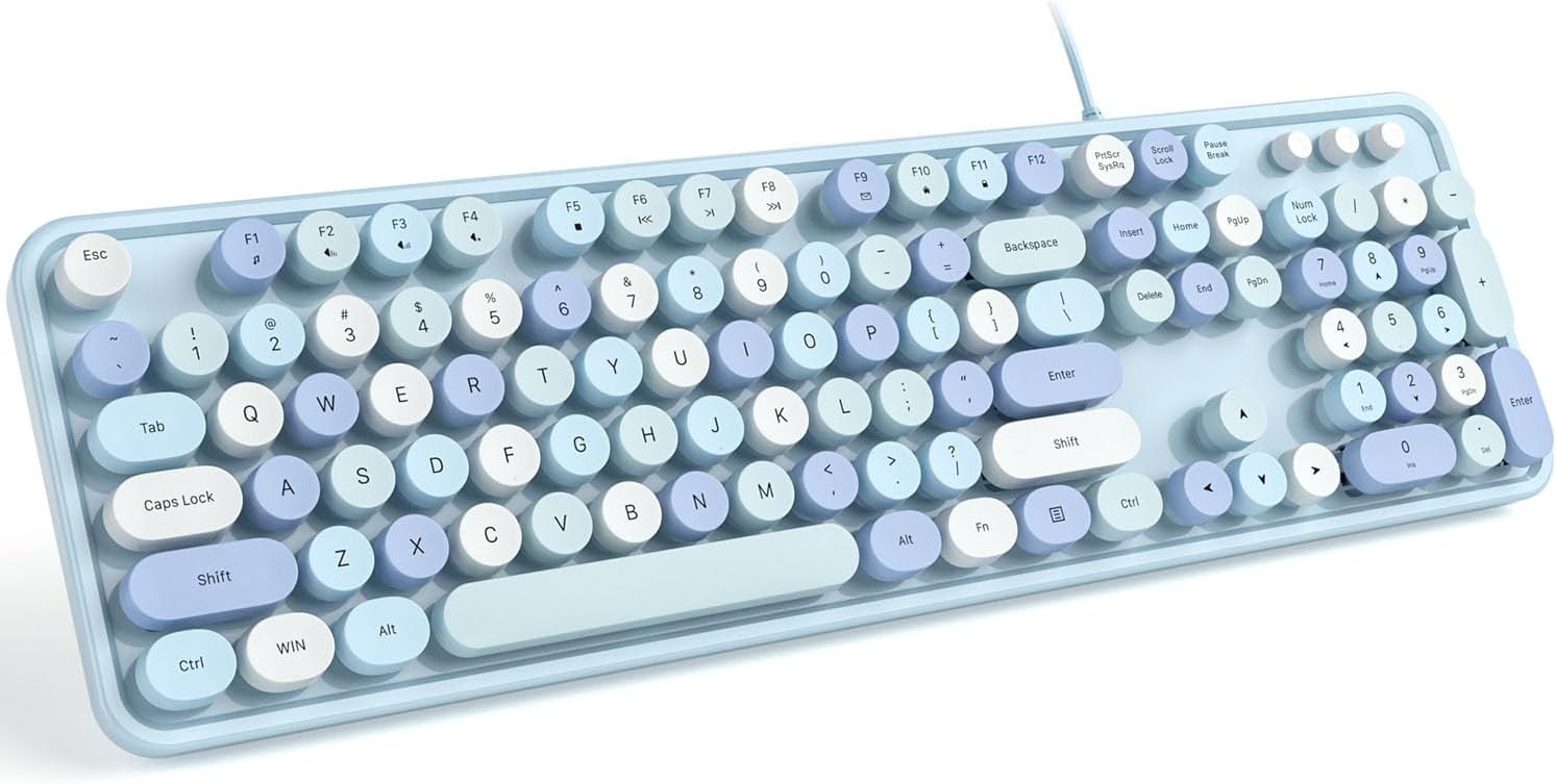 Amazon.com: Meidosa Wired Computer Keyboard, Blue Colorful Typewriter ...