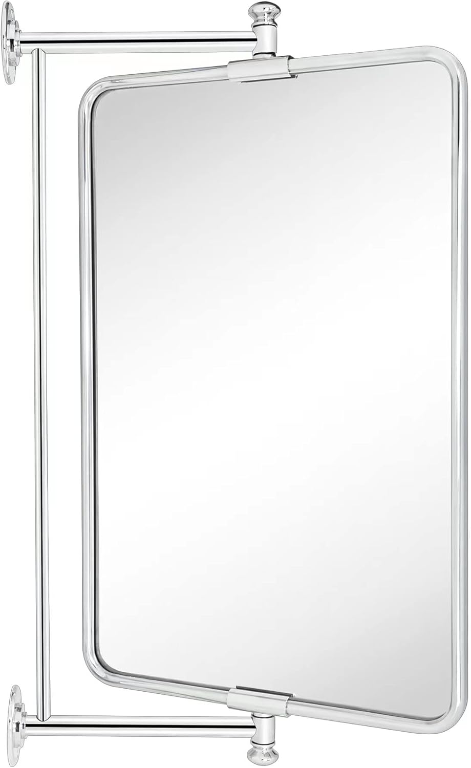 TEHOME Chrome Rounded Rectangle Pivot-N-View Bathroom Vanity Mirror ...