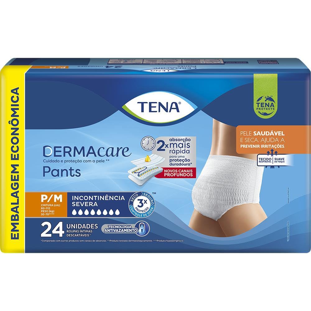 Tena Pants Dermacare, Roupa Íntima para Incontinência Urinária, P/M ...