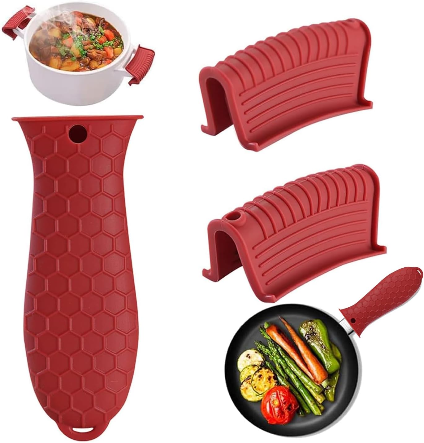 Amazon.com: 3 Pack Silicone Cast Iron Skillet Handle Cover - Heat ...