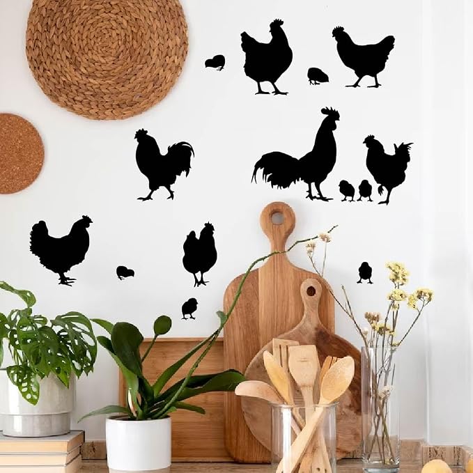 Amazon.com: SUPERDANT 14pcs Rooster Hen Chick Wall Sticker Chicken Wall ...