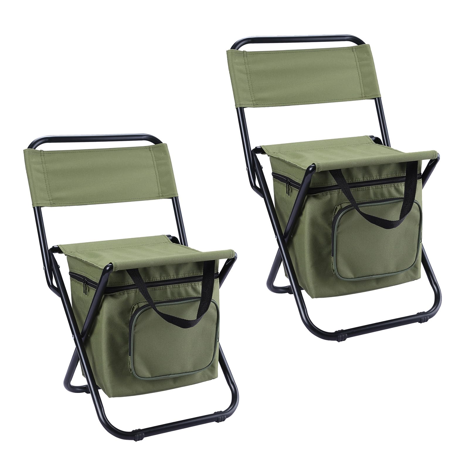LEADALLWAY 2 Piece Fishing Chair with Cooler Bag Compact Fishing Stool ...