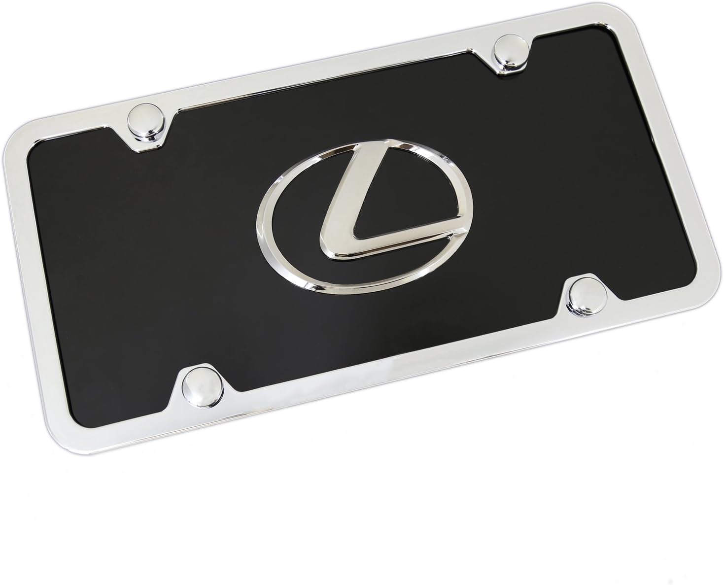 Amazon.com: Lexus 3D Name Black Acrylic License Plate with Chrome Frame ...