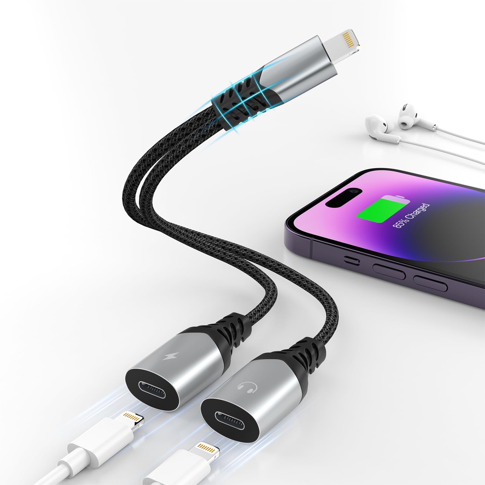 Amazon.com: Opluz Dual Lightning Splitter Adapter, 2-in-1 iPhone ...