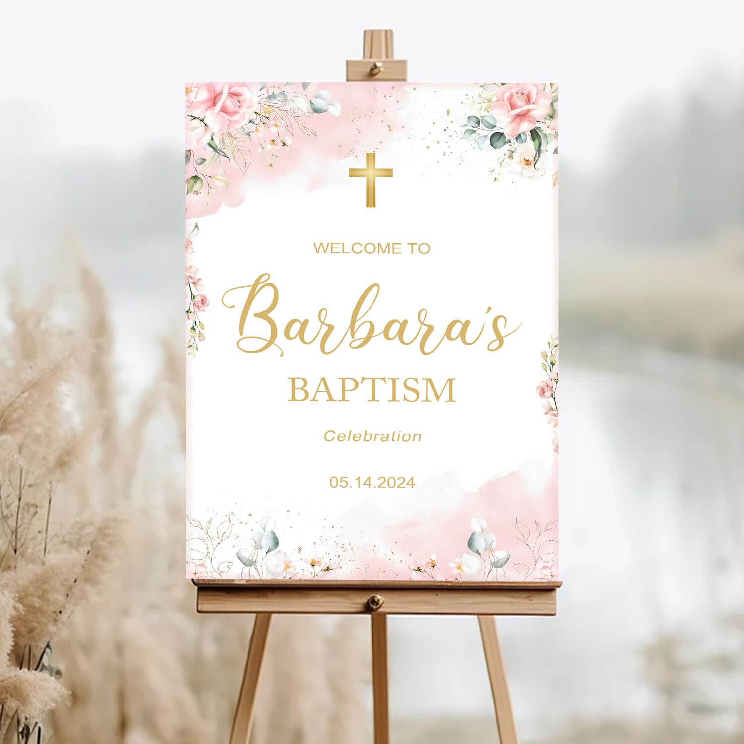 Amazon.com : Girl Baptism Welcome Sign Template, Christening Welcome ...