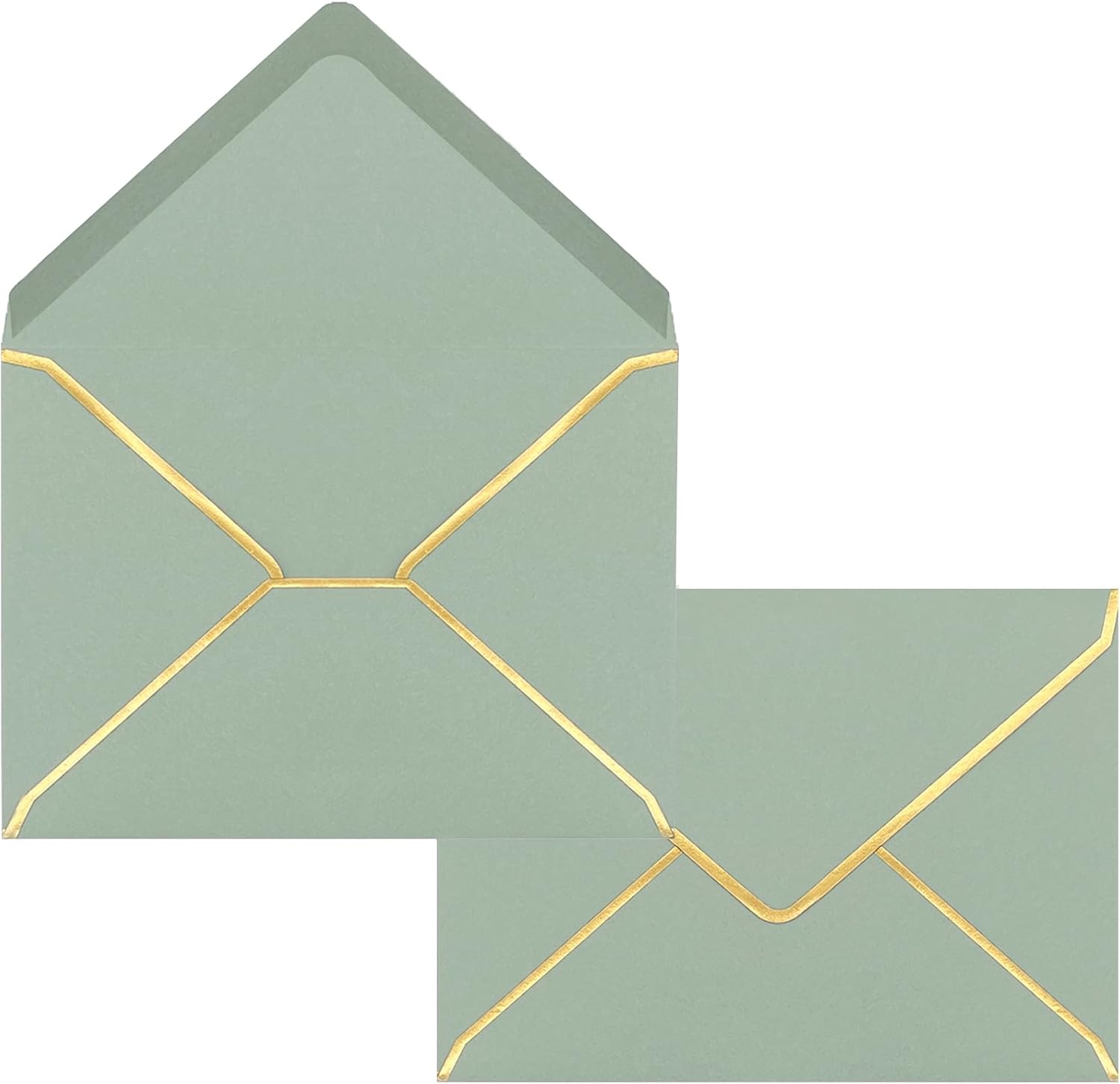 50 Pack Sage Green Envelopes 5x7 Envelopes for Invitations with Gold ...