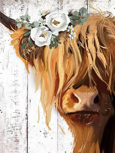 SYMON Cross Stitch Kits for Adults,Highland Cow,11CT Counted Printed ...