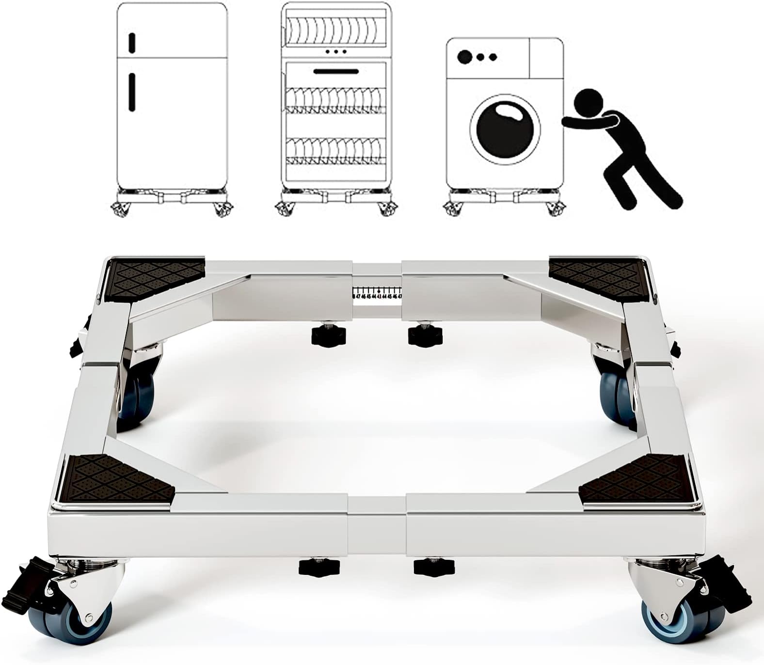 Amazon.com: Jolitac Washing Machine Base Stand Movable Adjustable Bases ...