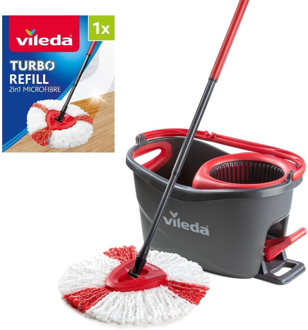 Vileda Turbo Microfibre Mop and Bucket Set with Extra 2-in-1 Head ...