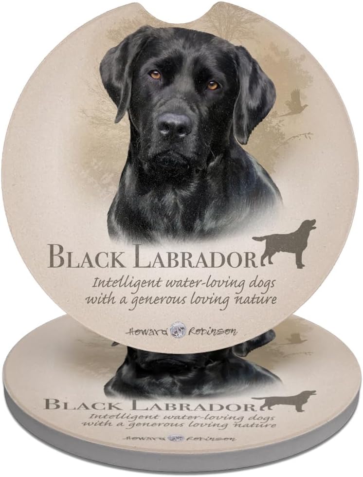 Amazon.com | Black Lab Labrador Dog Breed Car Coasters, Pack of 2, 2.5 ...
