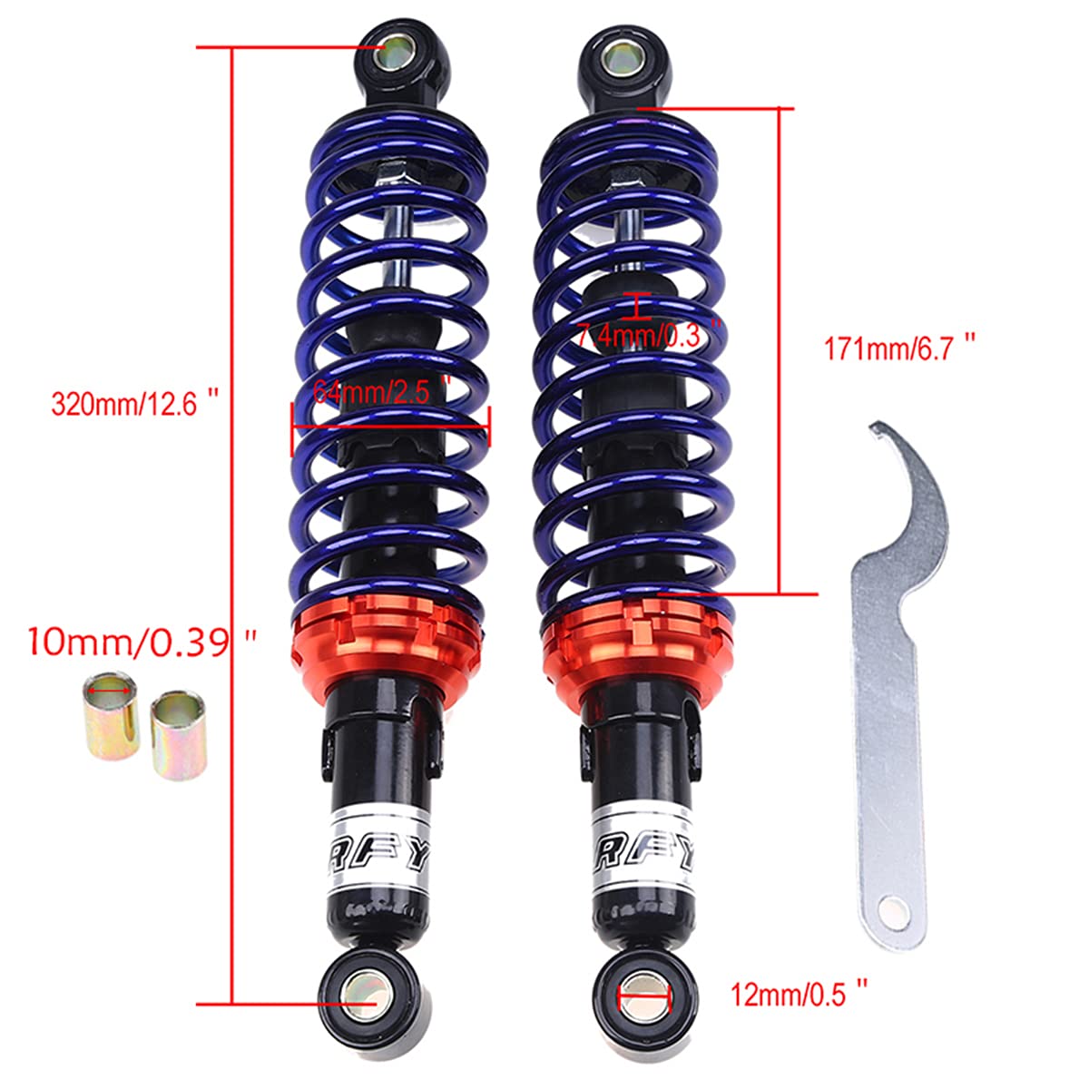 Possbay Motorcycle Shock Motorcycle Rear Shocks 12.6"/320mm Motorcycle ...