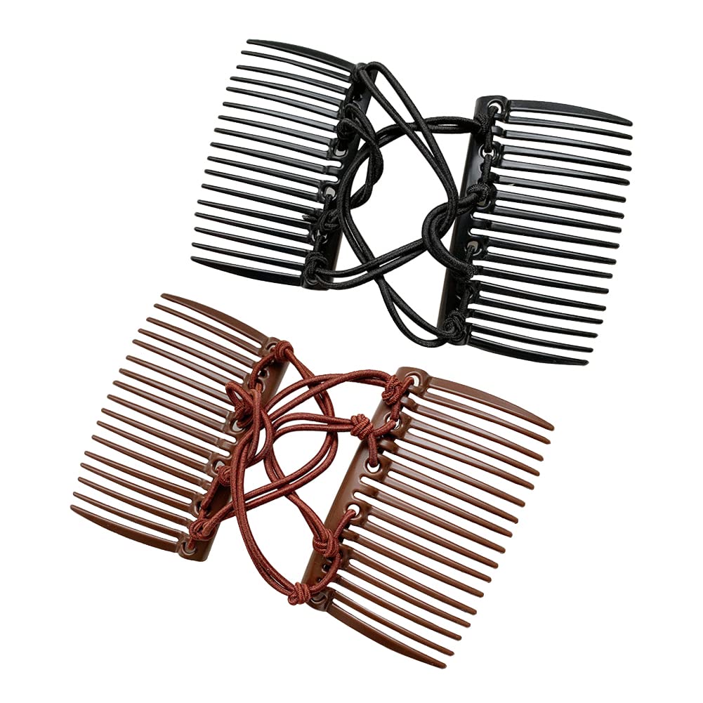 2 Pcs Plastic Double Hair Combs Adjustable Elastic Hair Comb Easy Hair ...