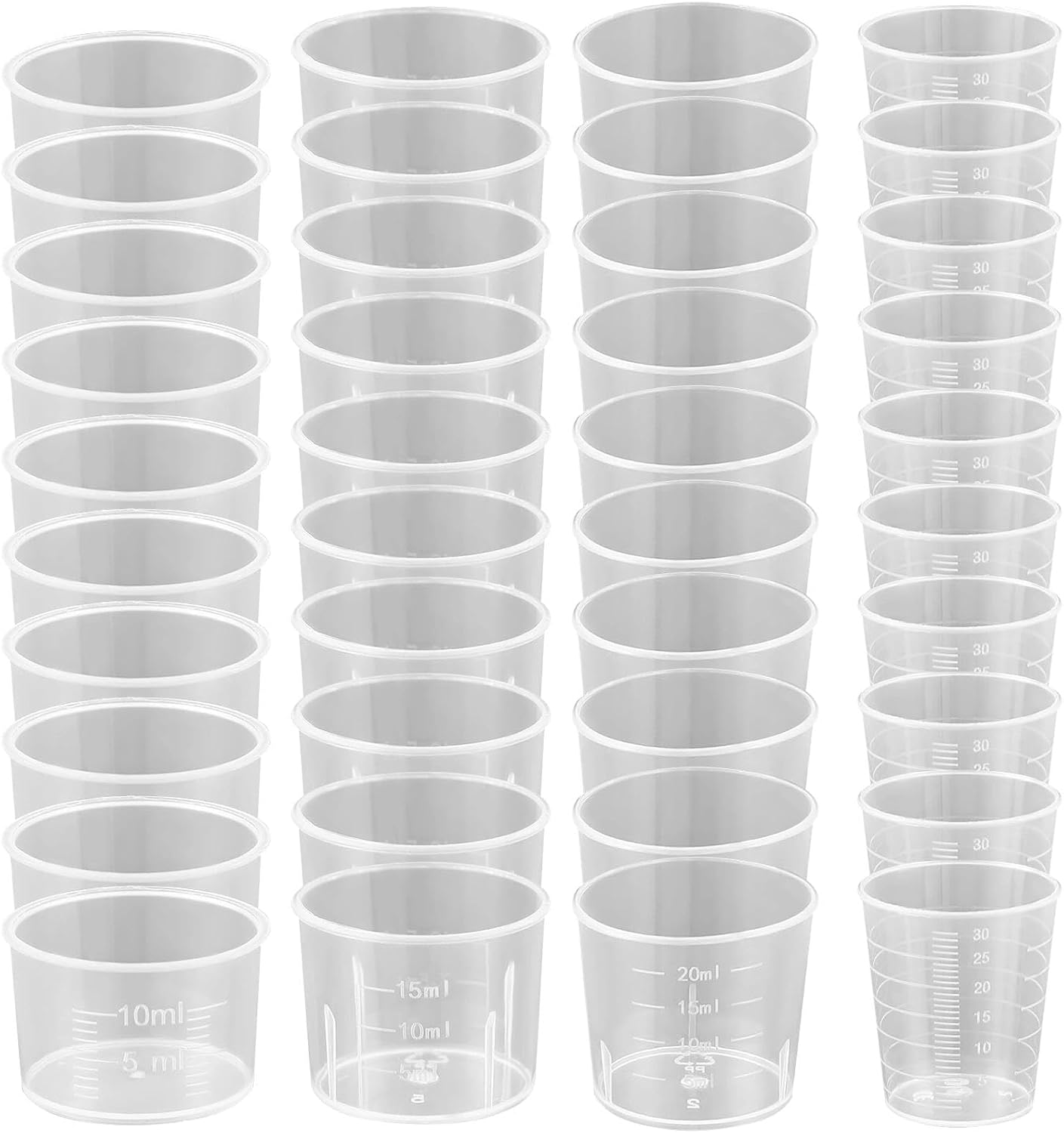 40 Pcs Medicine Cups, Medicines Measuring Mixi, Reusable Plastic ...