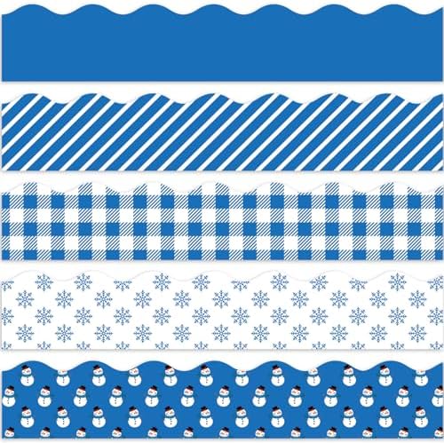 Amazon.com: Whaline 69Ft Winter Bulletin Board Borders Blue White ...